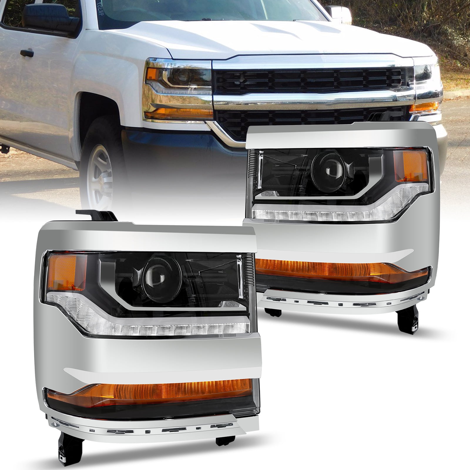 Fits for 2016-2019 Chevy Silverado 1500 Headlight Assembly Replacement ...