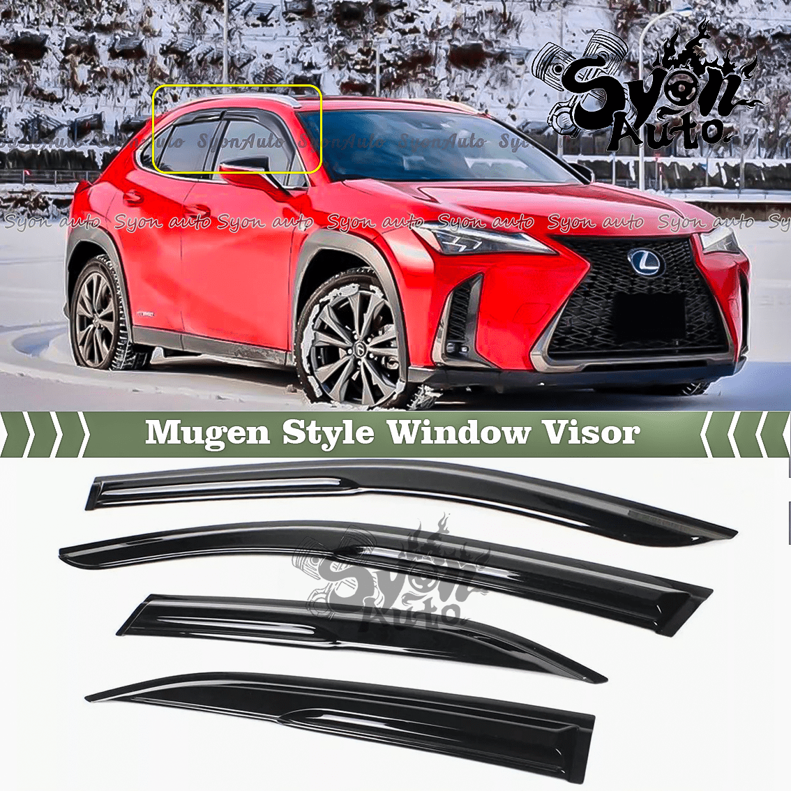 Fits 2019-2021 Lexus UX200 UX250h JDM 3D Wavy Mugen Style Window Visor ...