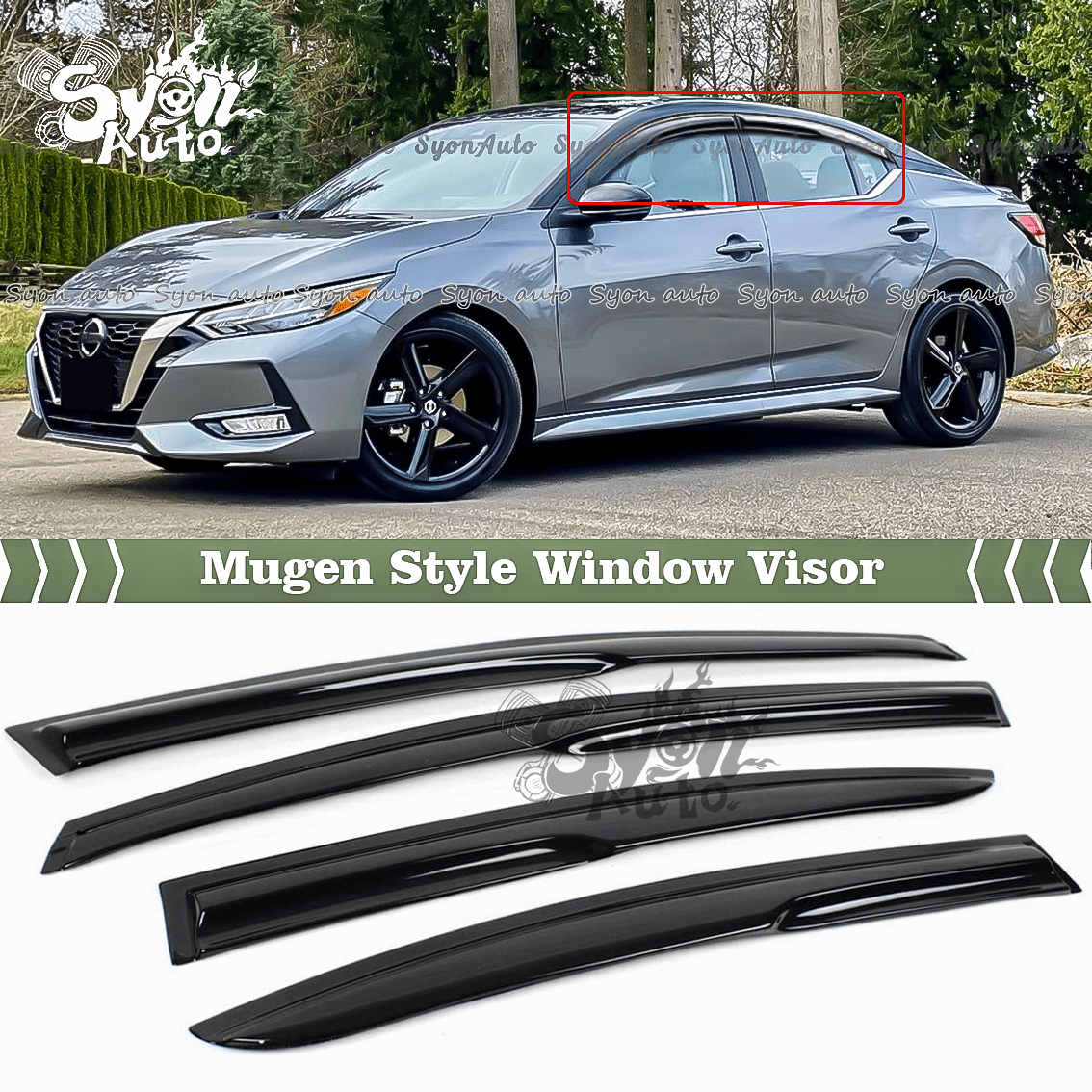 2020 Nissan Sentra 3D Wavy JDM Sporty Appearance Deflector Accessory Window Visor Rain Guard Vent Walmart