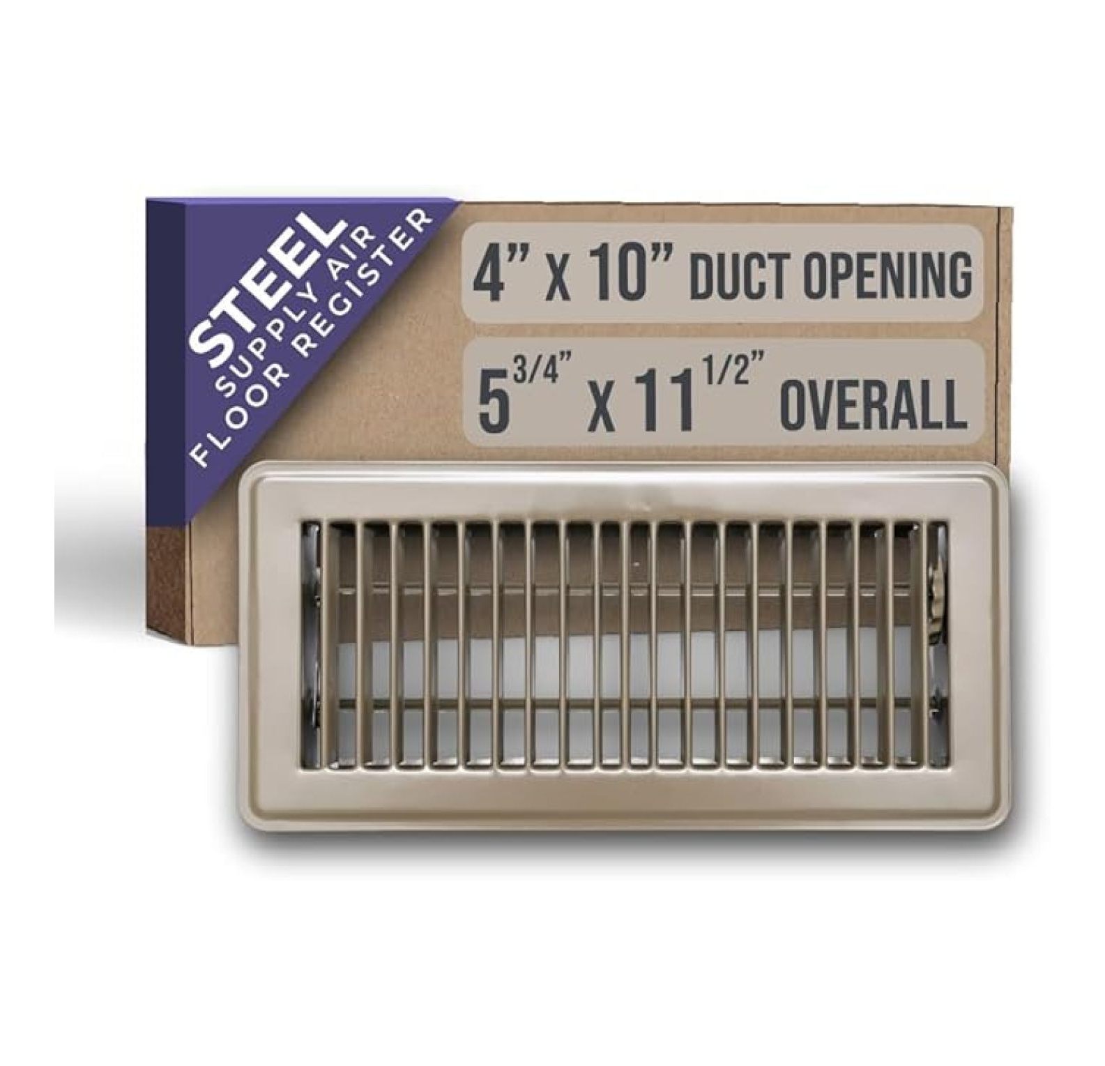 Fits 4x10 and 10x4 Duct Opening | Floor Register with Louvered Design ...