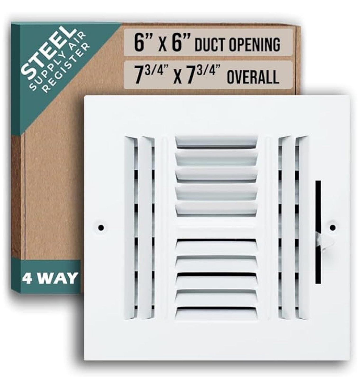 Fits 6x6 Duct Opening 4 Way Steel Air Supply Diffuser by | Register ...