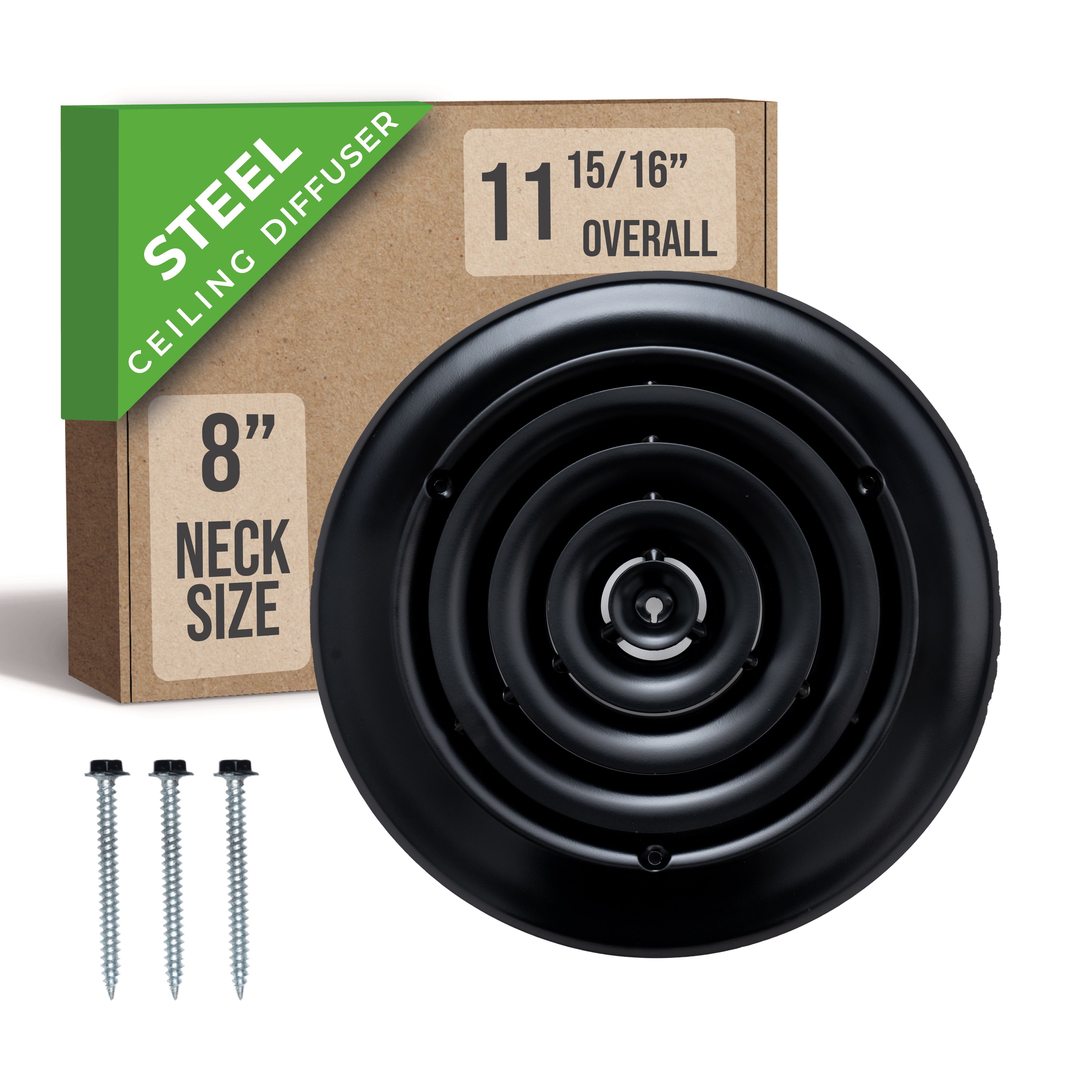 Fits 8 Inch Neck Air Duct | Steel Round Air Supply Diffuser for Ceiling ...