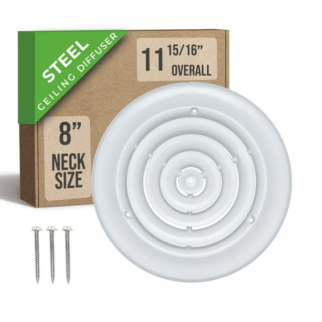 Fits 8 Inch Neck Air Duct | Steel Round Air Supply Diffuser for Ceiling ...