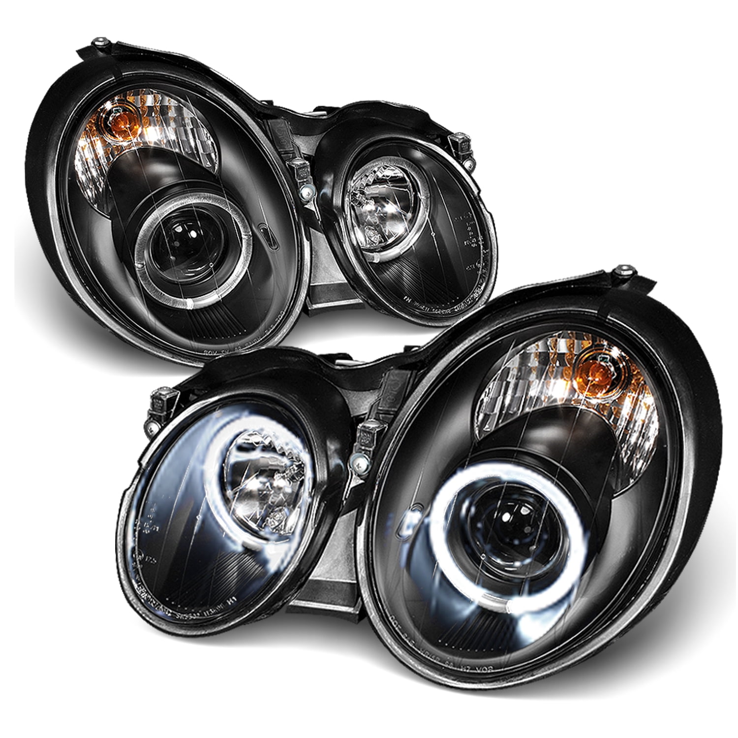 Fits 98-02 Mercedes Benz W208 CLK-Class JDM Black Dual Halo Projector ...