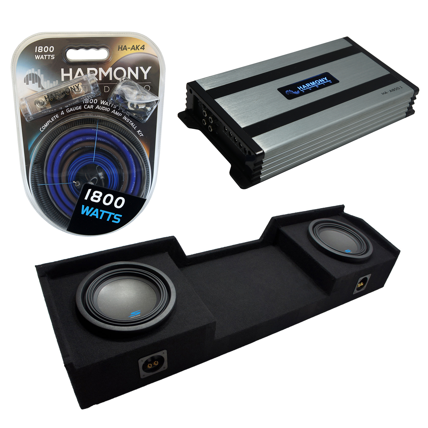 Fits 99-06 Chevy Silverado Ext Cab Alpine S-W10D2 Dual 10" Sub Box HA-A800.1 Amp - Walmart.com