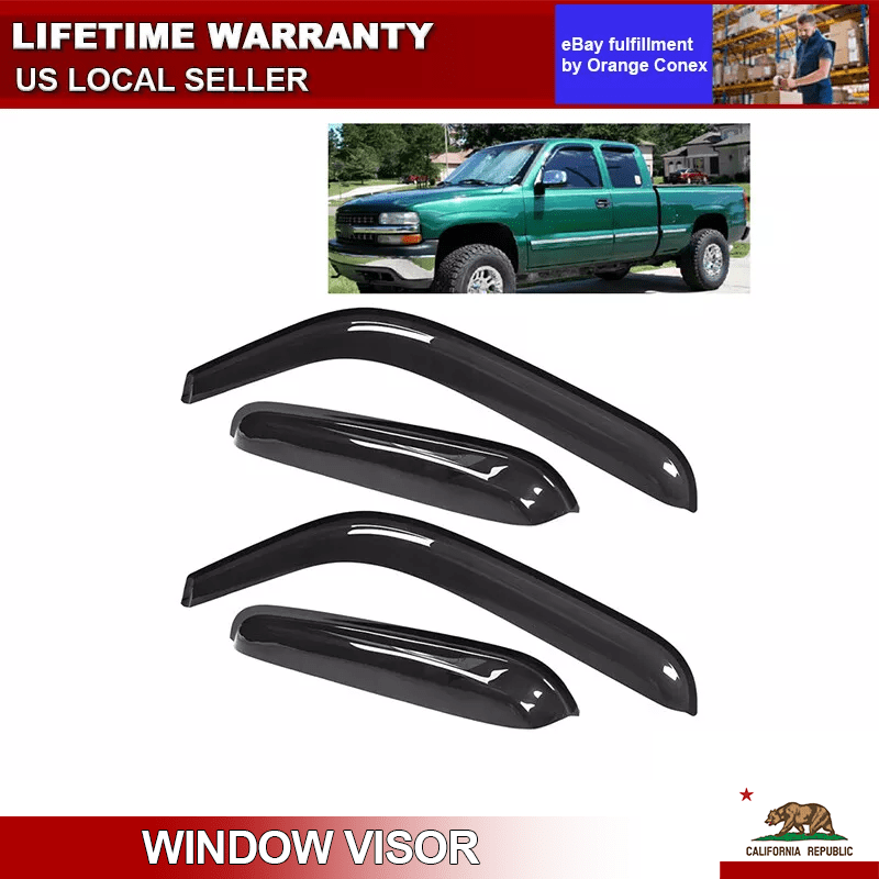 Fits 99-06 Chevy Silverado Sierra Extended Cab Window Visors Rain Sun ...