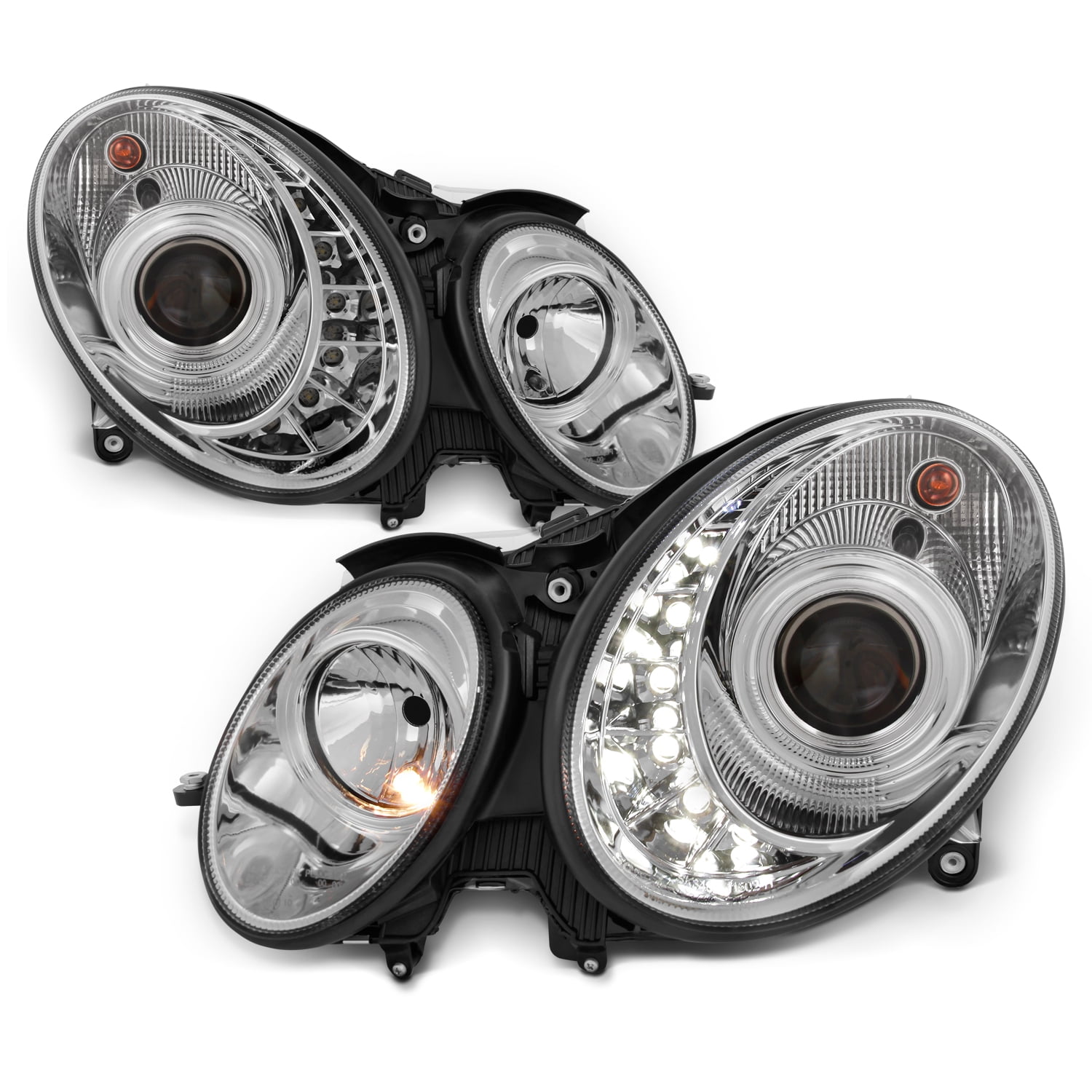 Fits Chrome 03-06 Benz W211 E-Class DRL LED Projector Headlights *Fits ...