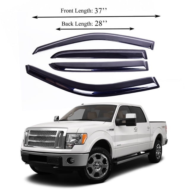 Fits FORD F-150 09-14 Acrylic Side Window Visor Sun Rain Deflector ...