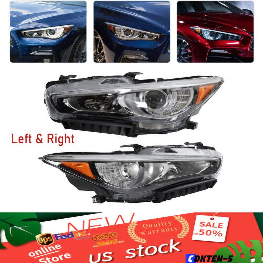 Fits For 2014-2022 Infiniti Left+Right Q50 LED Headlights DRL Headlamps ...