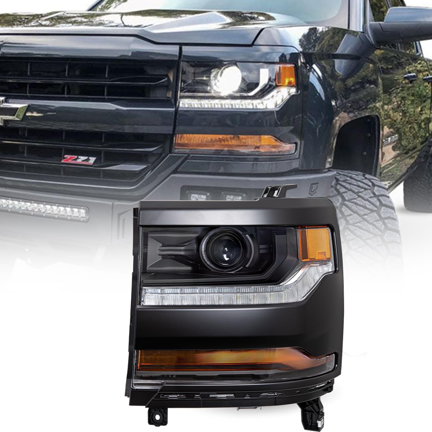 Fits For 2016-2019 Chevy Silverado 1500 Pickup Truck HID/Xenon Type ...