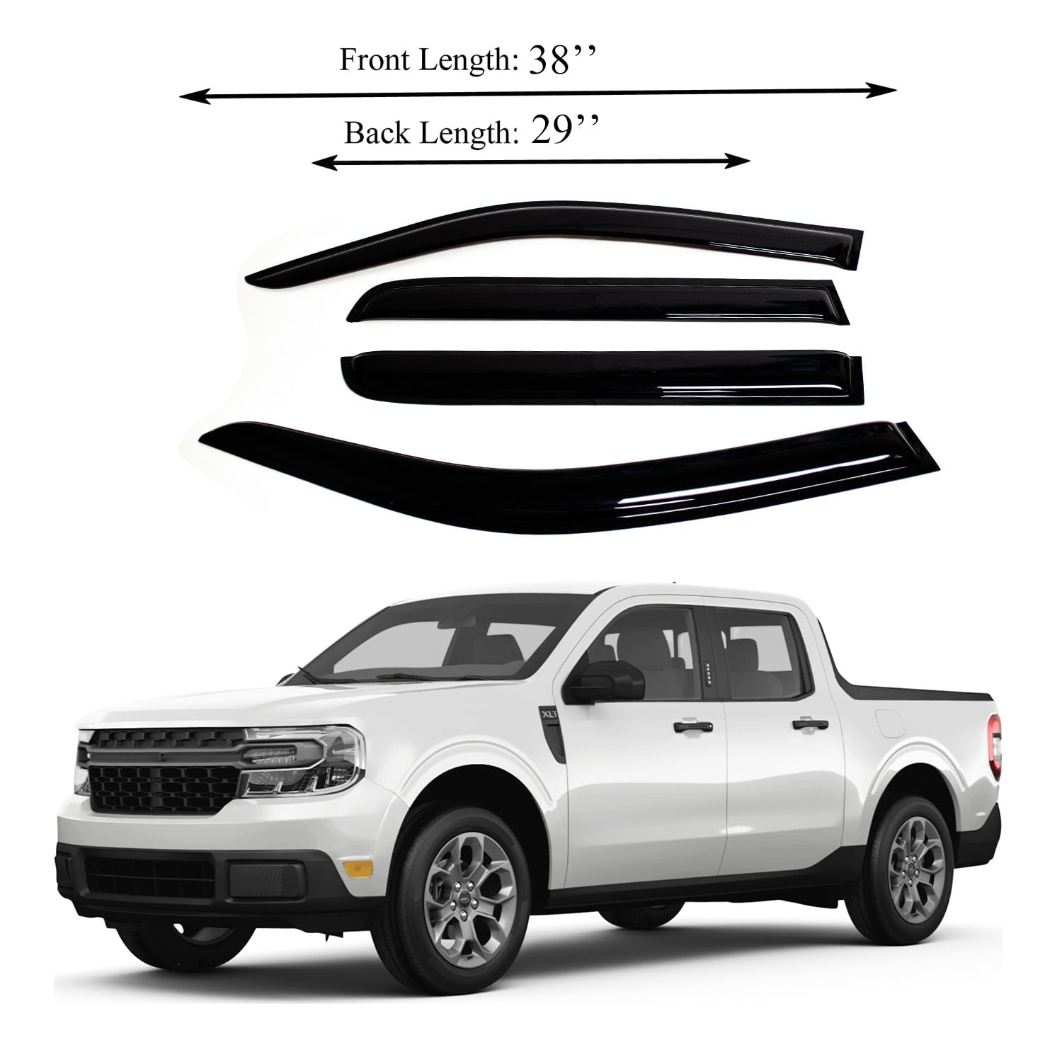 ZH Brand Ford Maverick 2022+ Acrylic Window Visor, Auto Vent Shade, UV ...