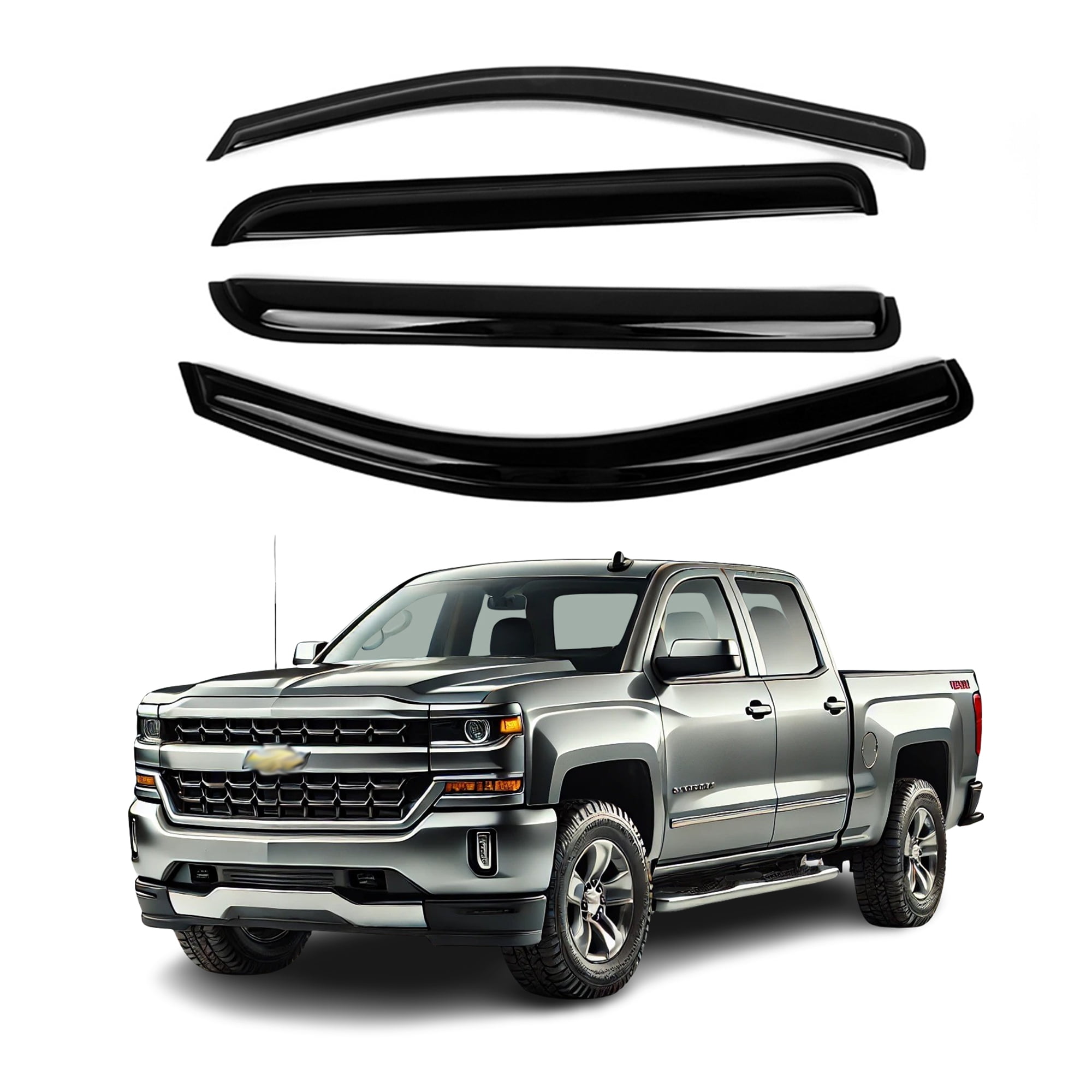 Z&H Acrylic Window Visor Sun Rain Deflector, Smoke Tinted ABS, Fits GMC ...
