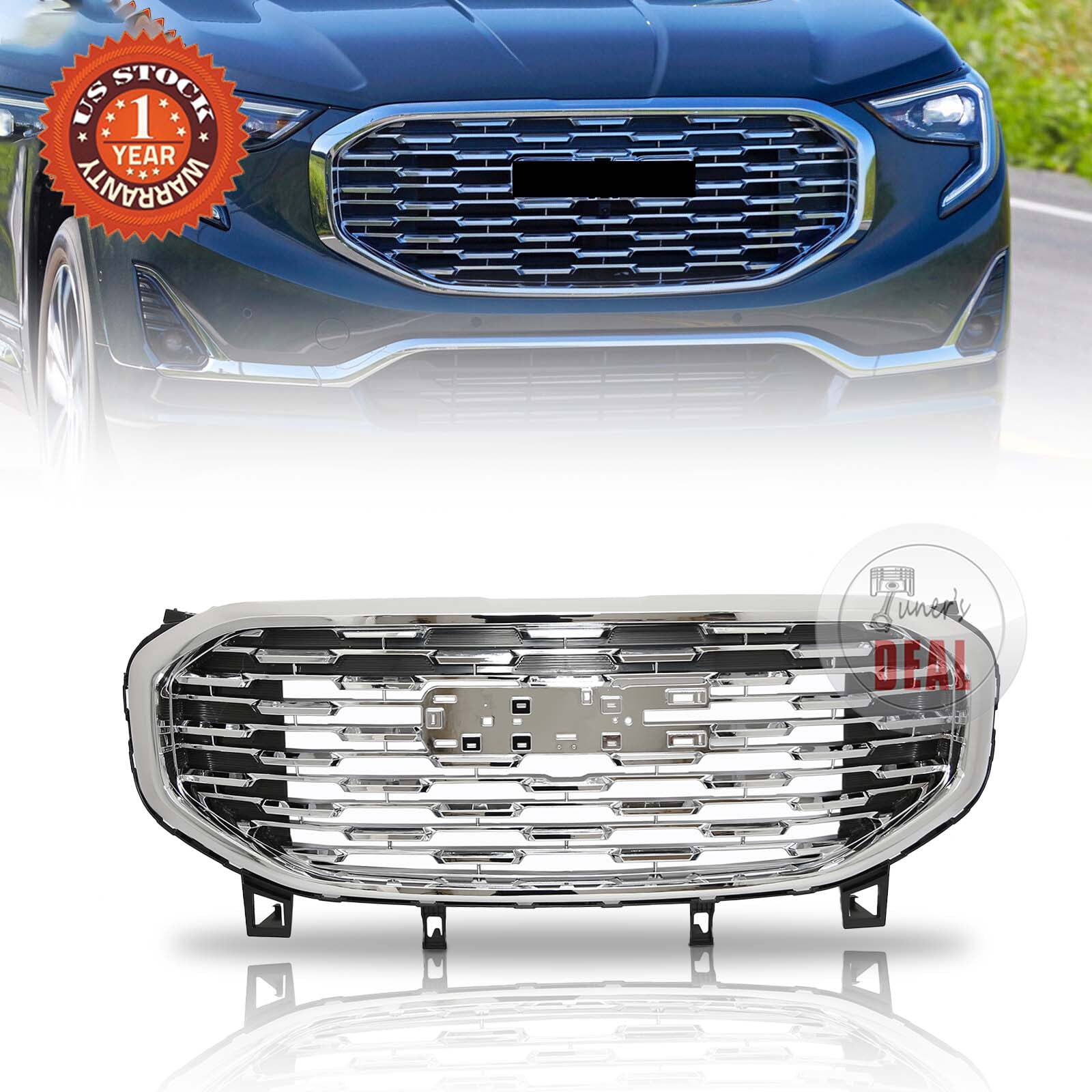 Fits GMC Terrain 2018-2021 Front Upper Grille Assembly Chrome Denali ...