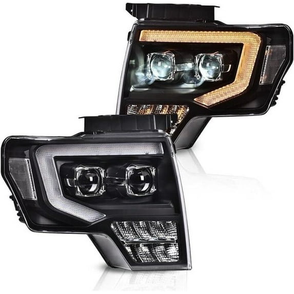 [Fits HALOGEN] FULL BLACK For 2009-2014 Ford F150 LED DRL Projector ...