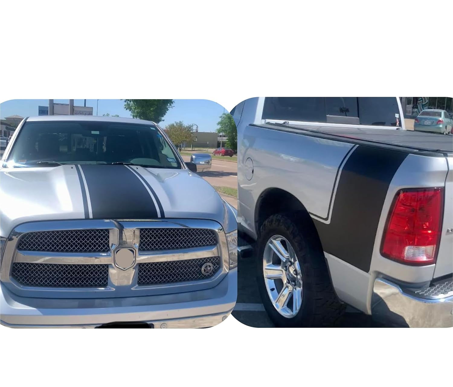Fits Ram 1500 Rear Side Bed Decals & Hood Stripe Stripes 5.7 Vinyl ...