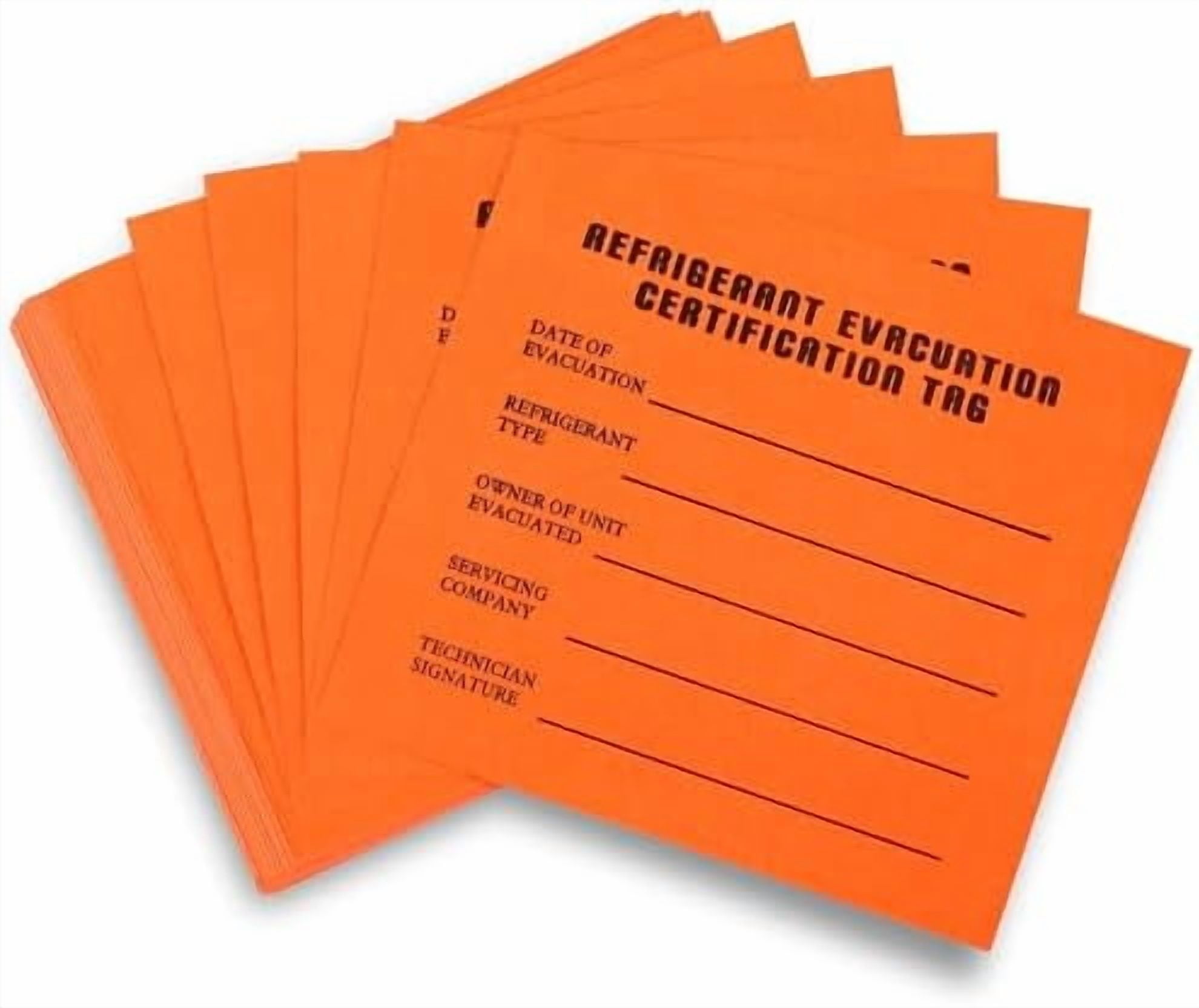 Fits Refrigeration Evacuation Recover Cerification Tag,30 Packs ...