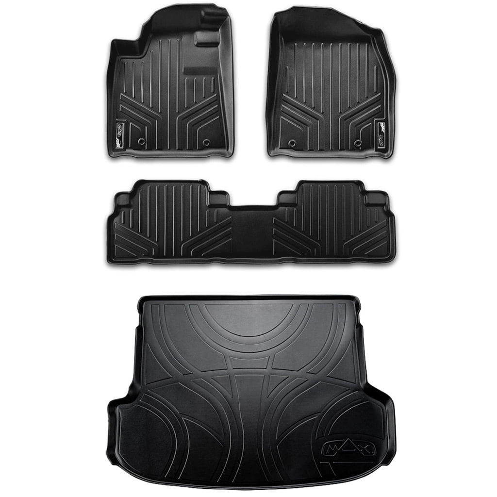 SMARTLINER Floor Mats 2 Rows & Cargo Liner Behind 2nd Row Set Black ...