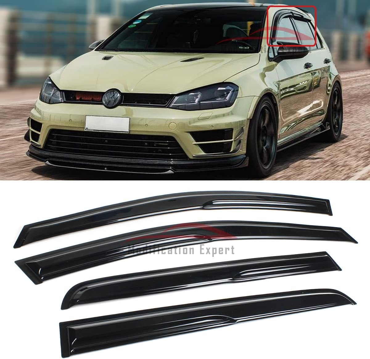 Fits for 2015-2019 VW MK7 Golf7 R GTI 3D Wavy Mugen Style Window Visors ...