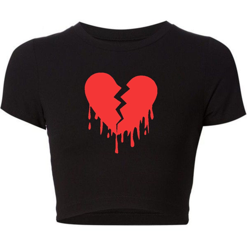 Fitted Crop Top • Graphic Broken Heart Croptop - Walmart.com