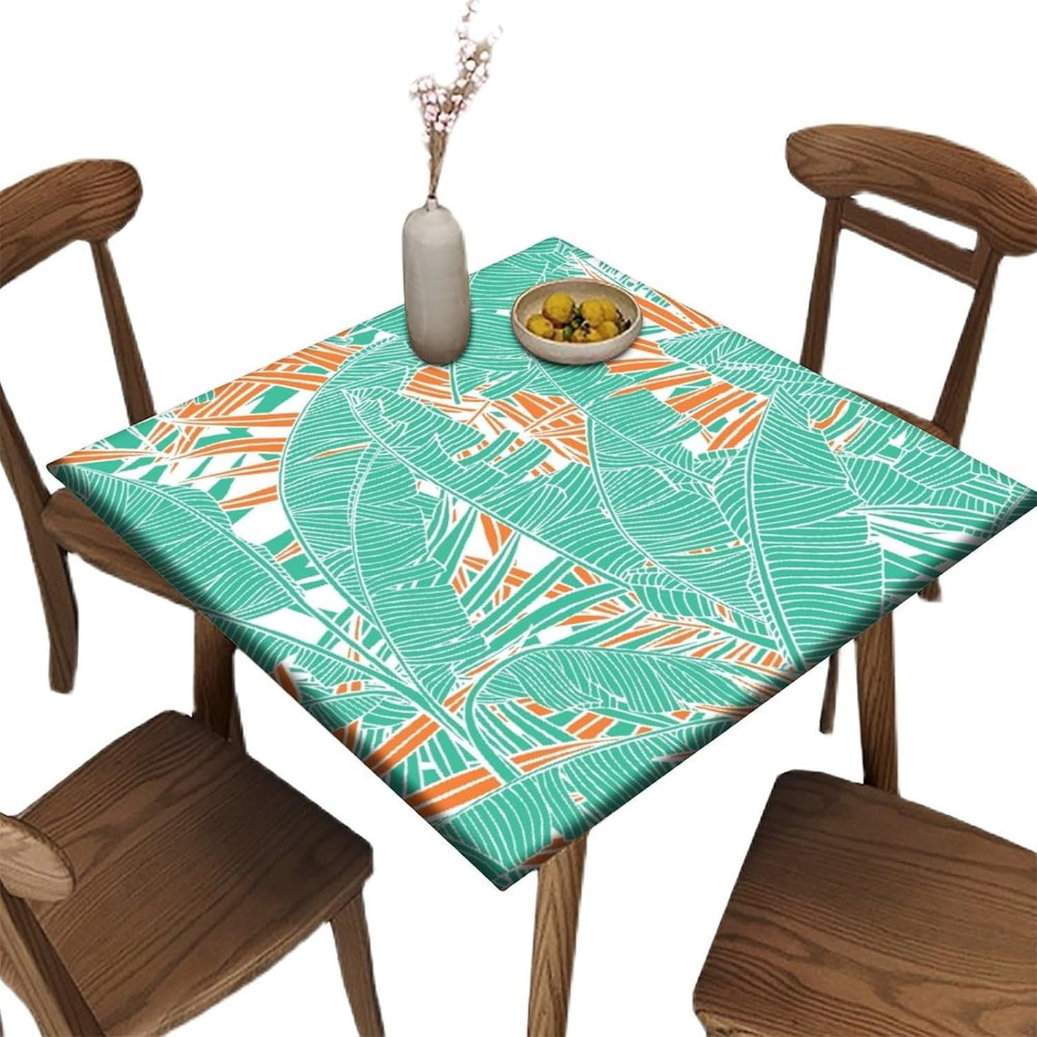 Fitted Elastic Edge Square Tablecloths, Banana Leaves and Palm Tree ...