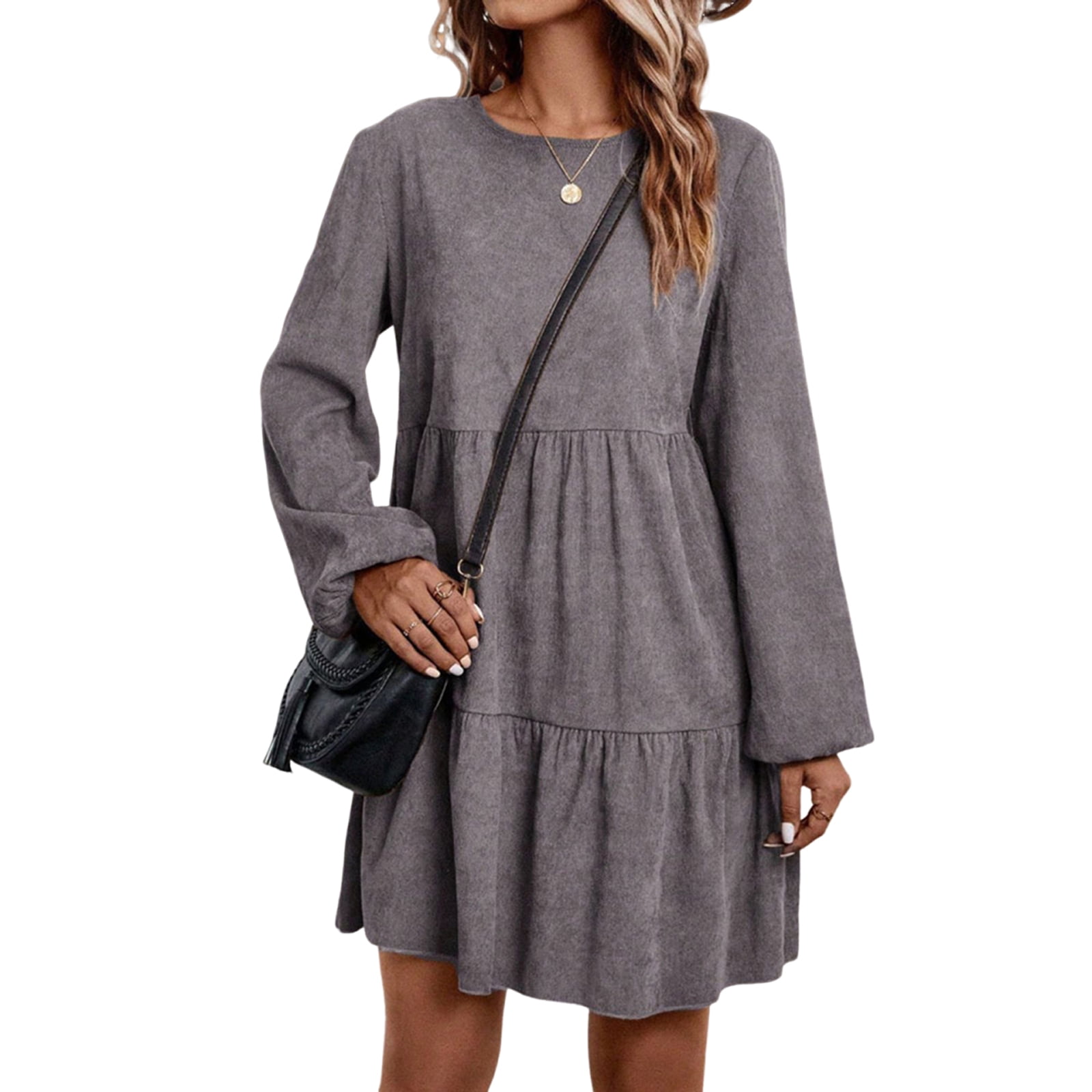 Fitted Knit Dress, Simple Round Neck Design for a Sleek Look, Essential ...
