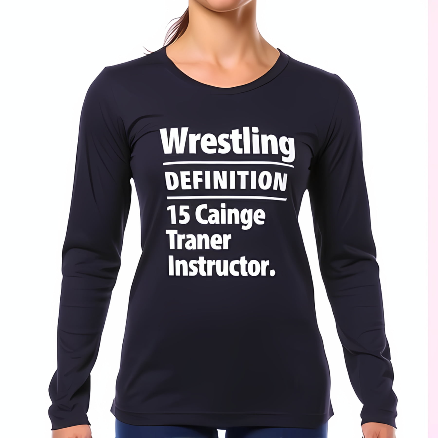 Fitted Long Sleeve Navy Blue T-Shirt with Bold White " Wrestling ...