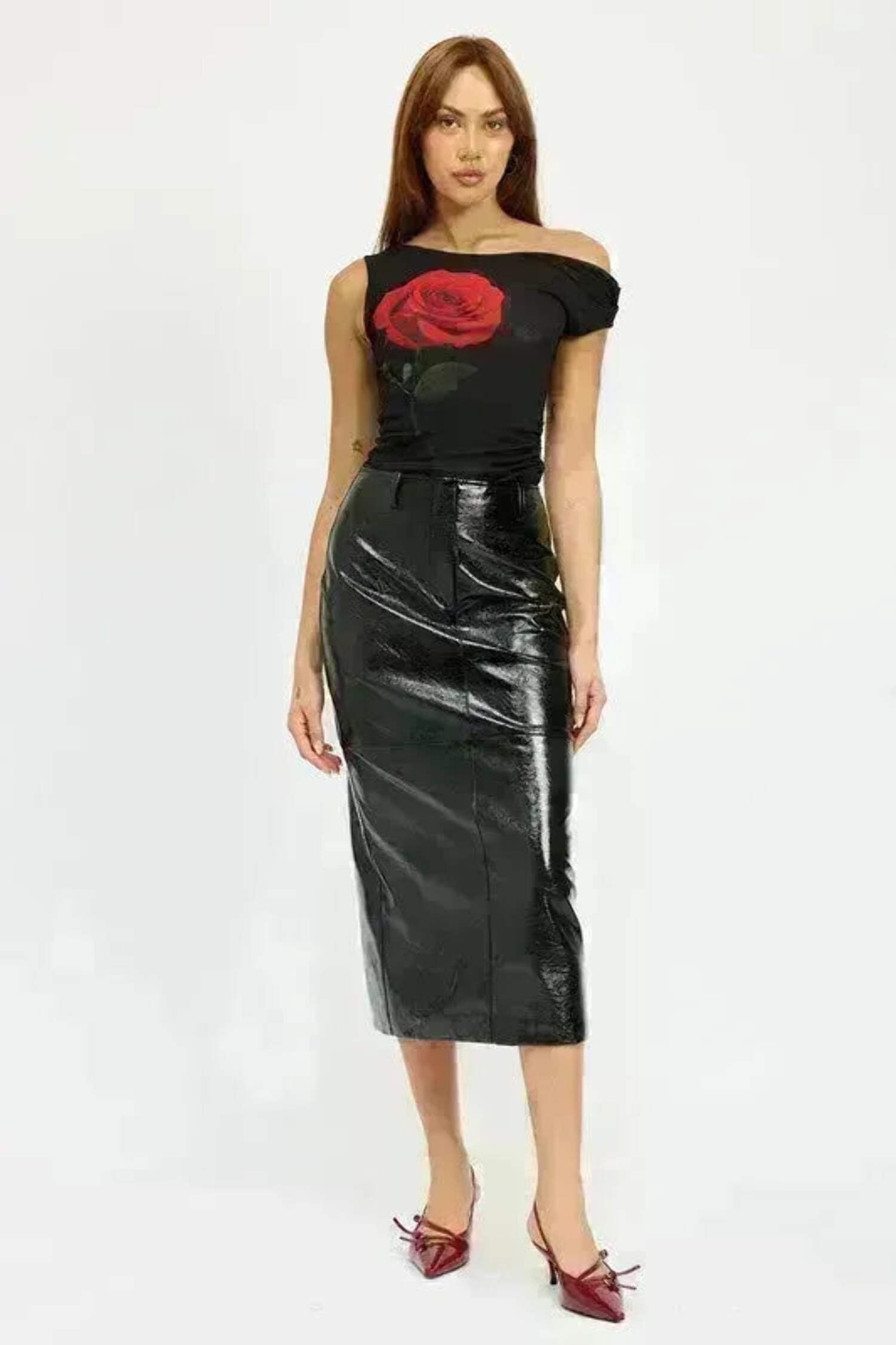 Fitted Pencil Skirt with Slit - Walmart.com