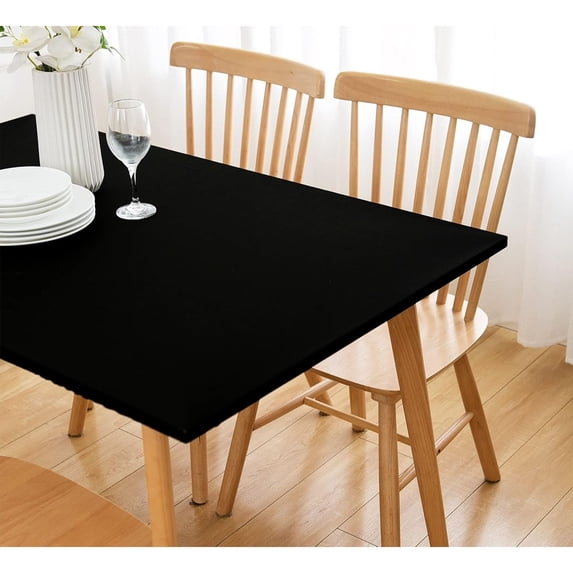 Fitted Rectangle Tablecloth Spandex Stretch Black Cocktail Table Cover ...
