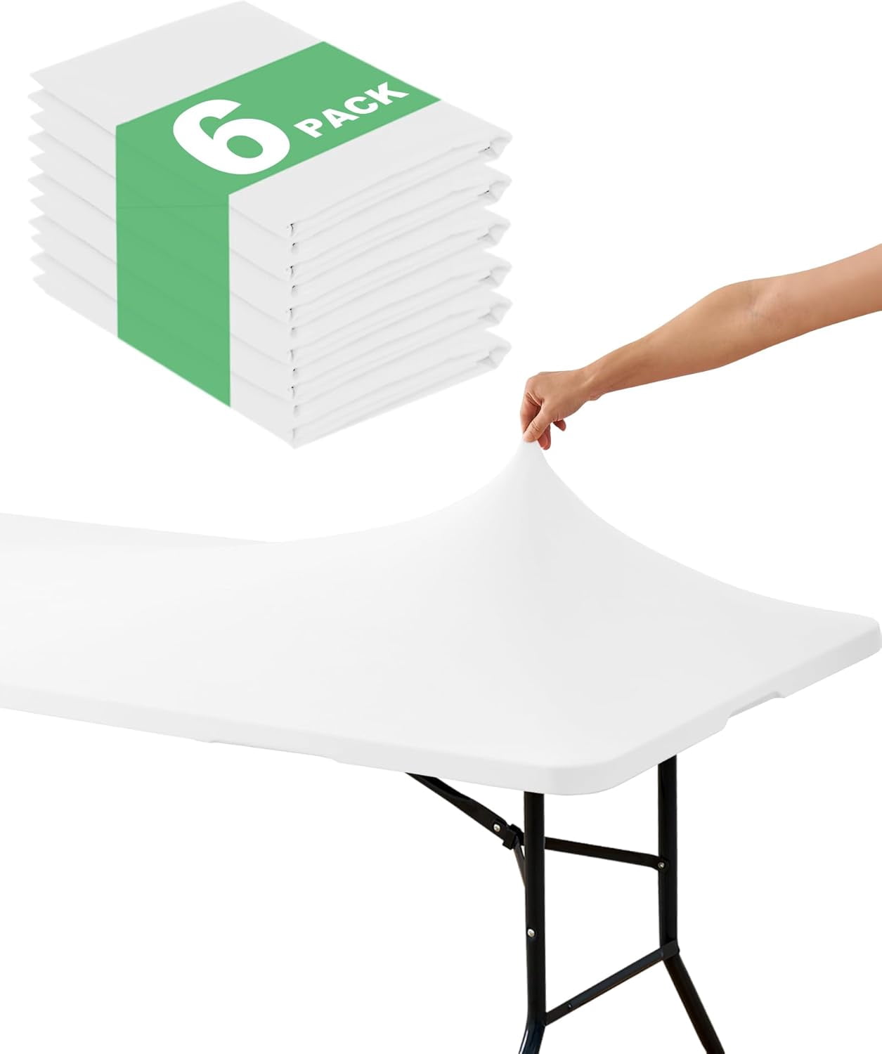 Fitted Rectangle Tablecloths - 6 Pack 6ft Elastic Stretch Folding Table ...