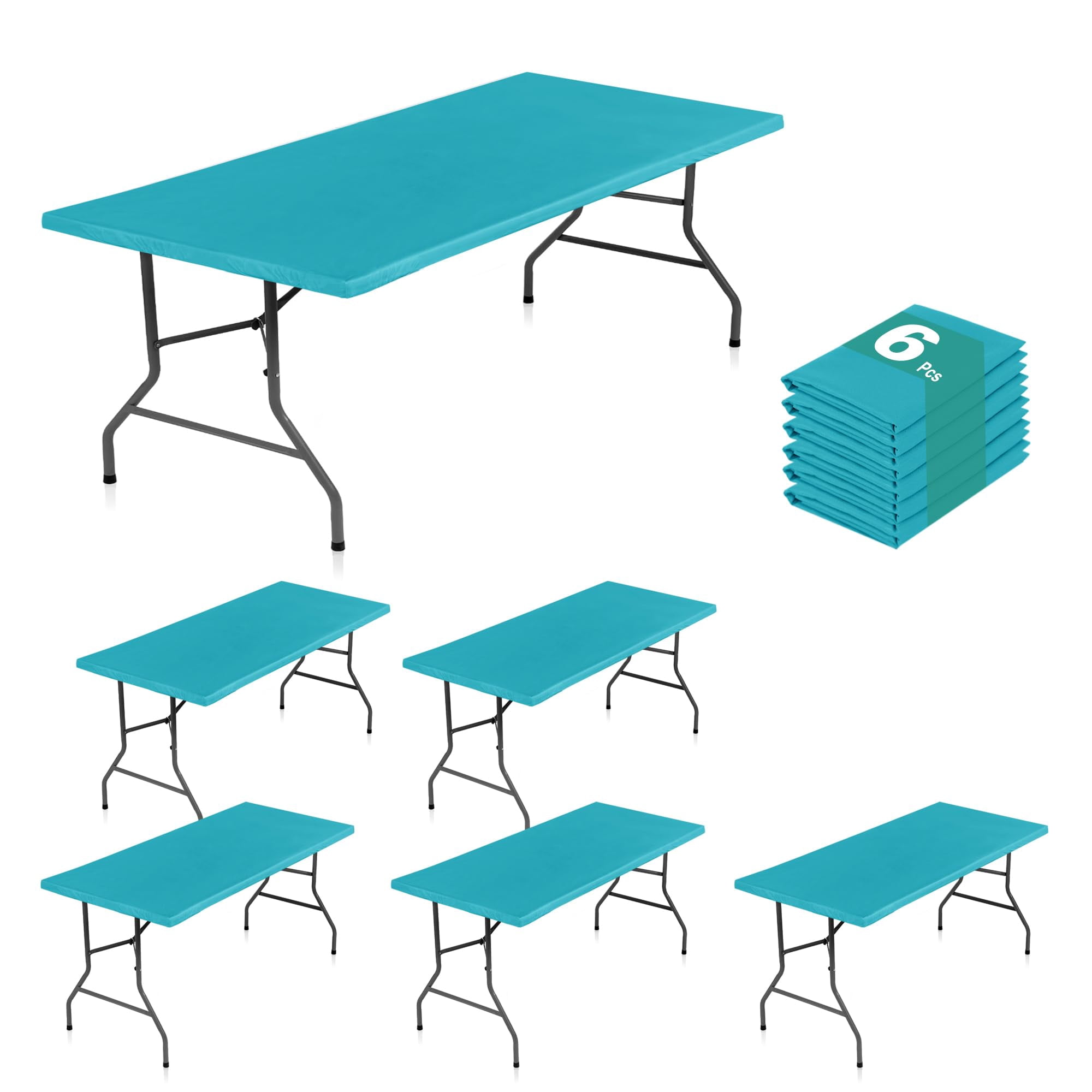 Fitted Rectangle Tablecloths 6-Pack Waterproof Vinyl with Flannel ...
