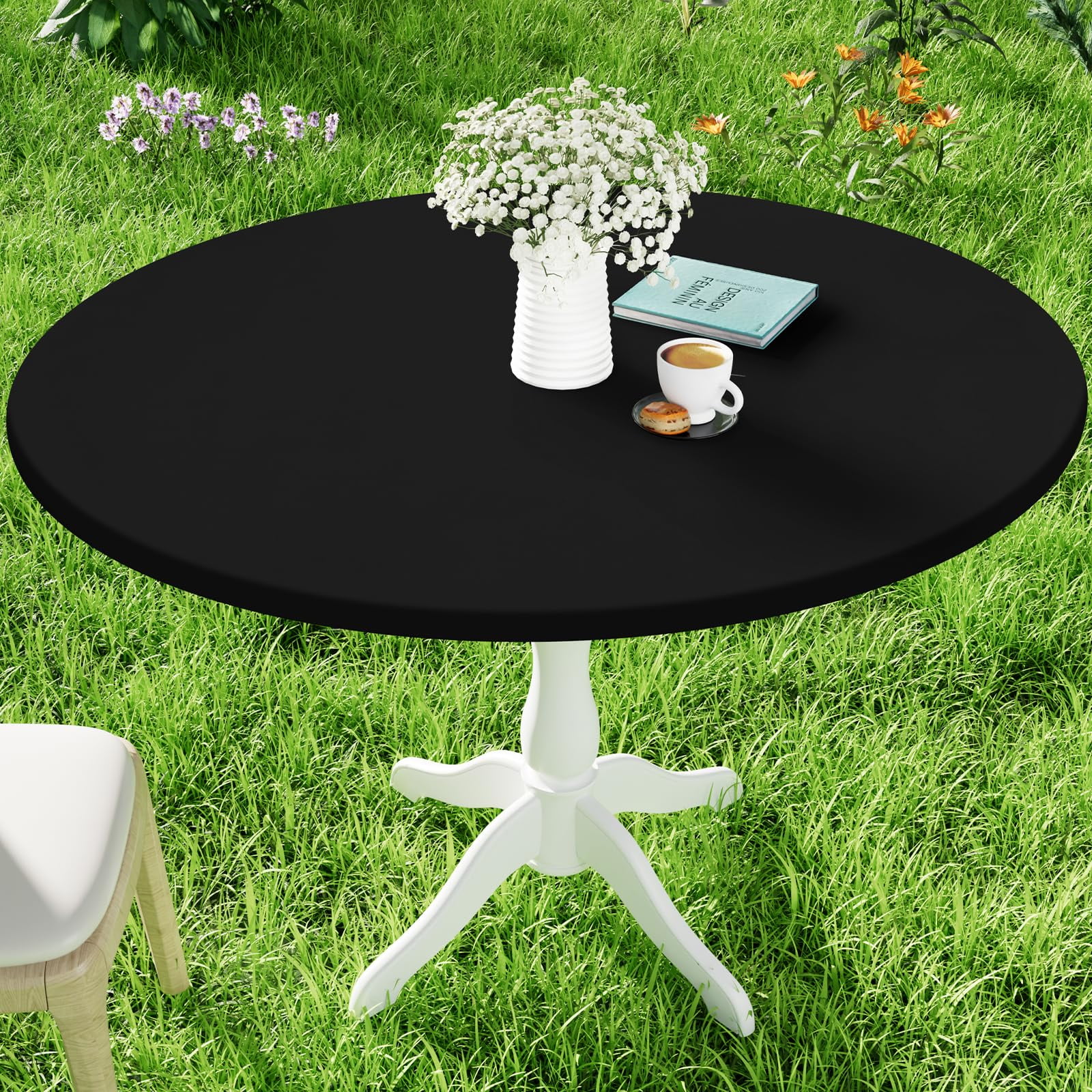 Fitted Round Table Cover, Elastic Spandex Waterproof Stretch Tablecloth ...