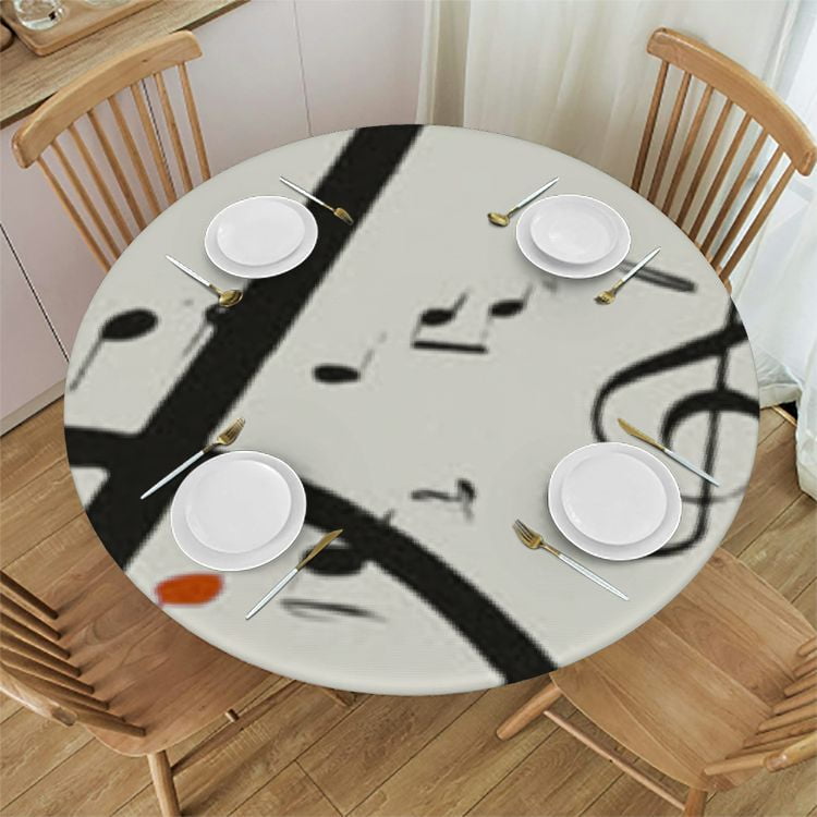 Fitted Round Table with Elastic Music Symbol Notes Circle Table ...