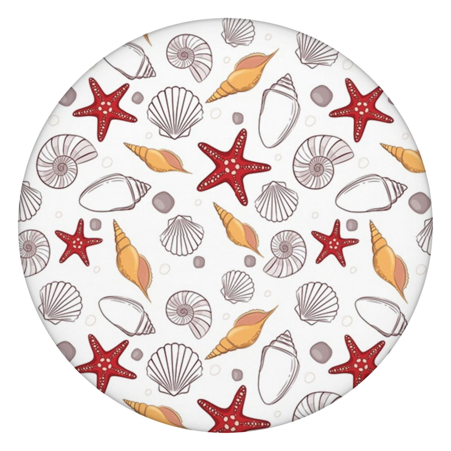 Fitted Round Tablecloth with Nautical Starfish & Anchor Theme ...