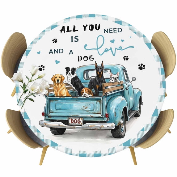 Fitted Round Tablecloths Elastic Edged Table Covers 36"-44",Watercolor ...