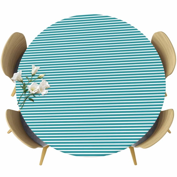 Fitted Round Tablecloths Elastic Edged Table Covers 45"-54",Green White ...