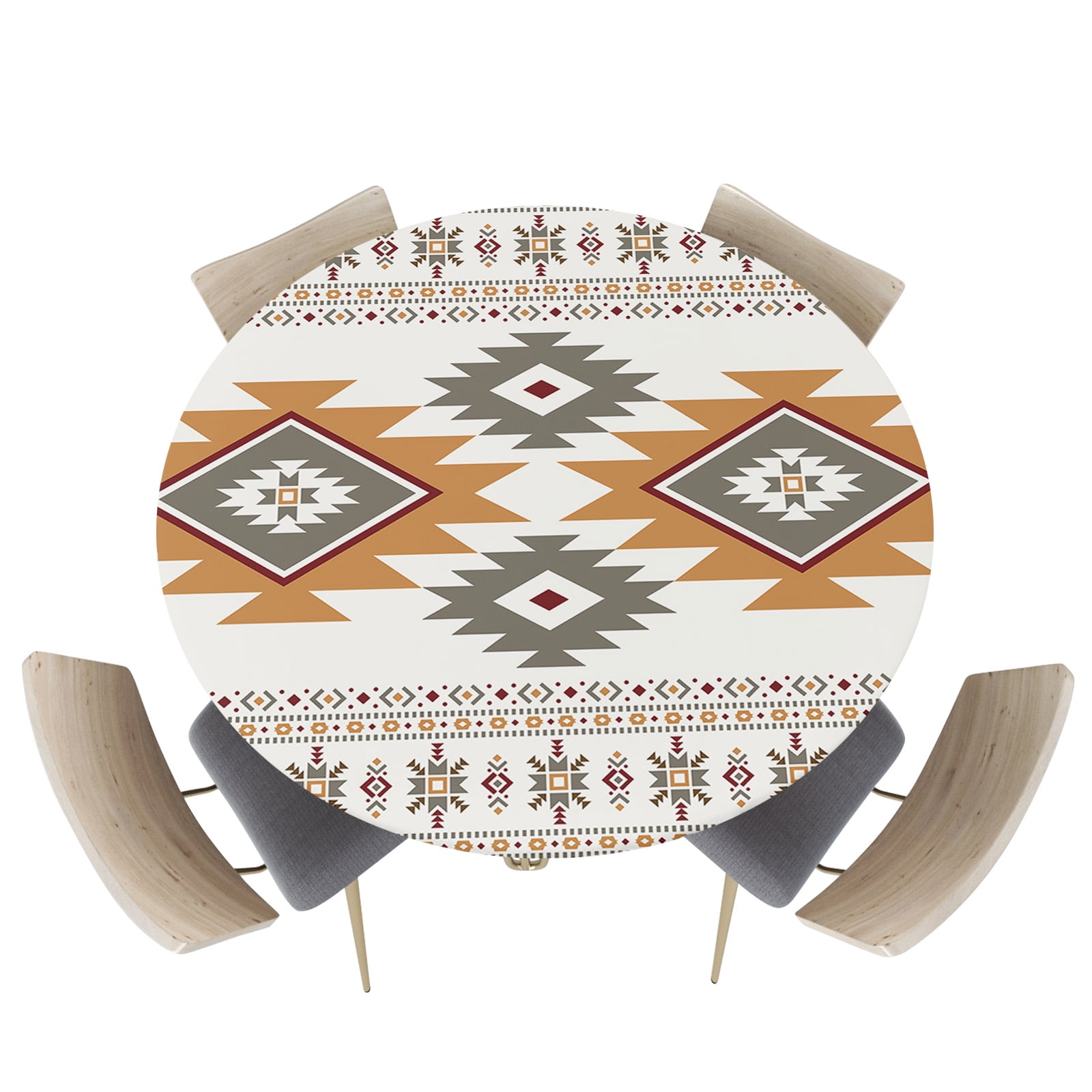 Fitted Round Tablecloths Table Covers 55-60in,Bohemian Southwest Ethnic ...