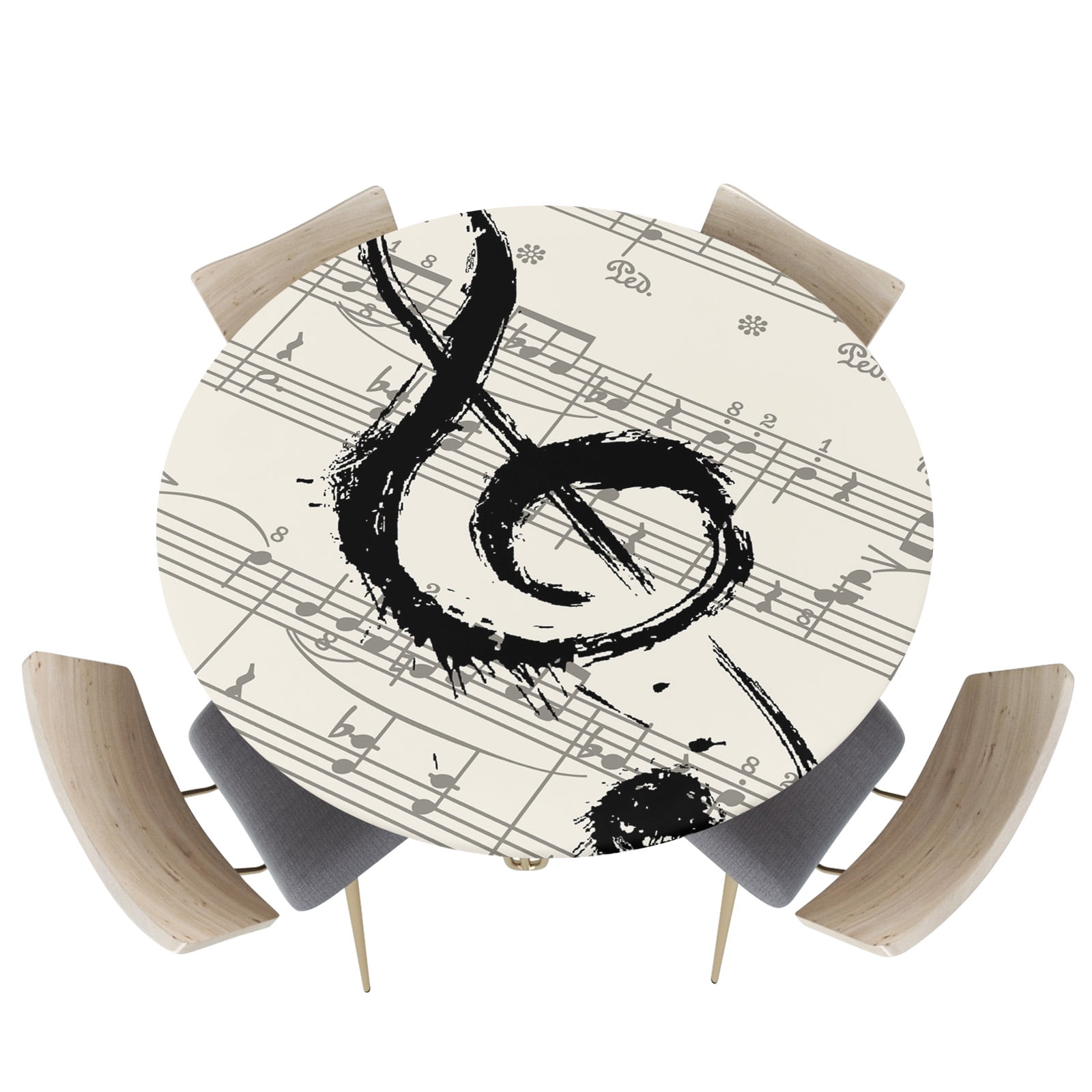 Fitted Round Tablecloths Table Covers 55-60in,Notes on Musical Sheet ...