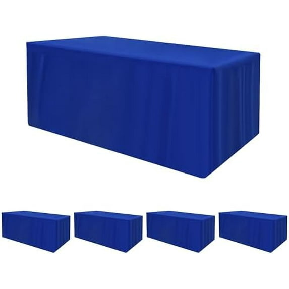 Fitted Royal Blue Table Covers - 96 x 30 Inch - 4 Pack Rectangle 8ft ...