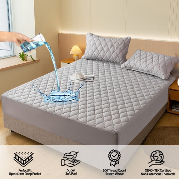 Fitted Sheet 35.4x78.7 Inch Deep Pocket Mattress Protector - Waterproof ...