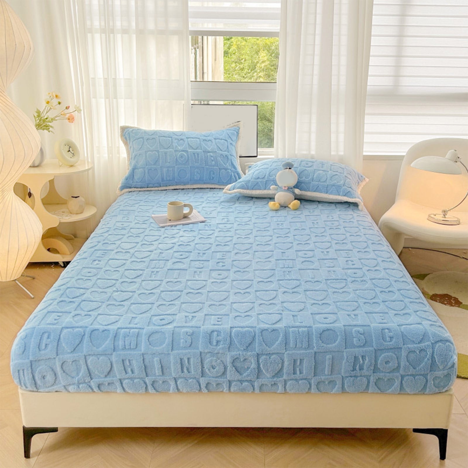 Fitted Sheet,Checkerboard Quilted Mattress Cover,Non-Slip Pocket Design ...