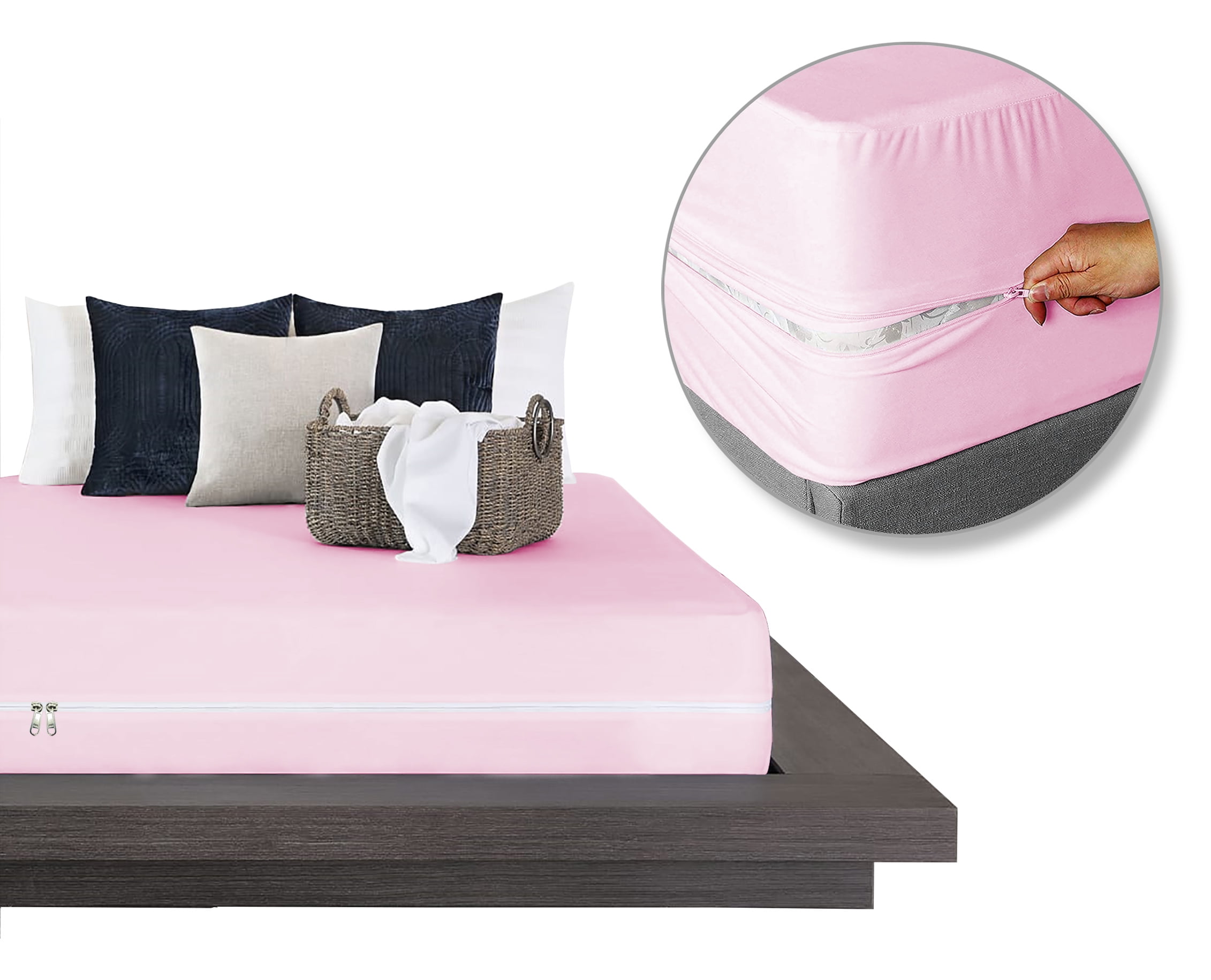 Fitted Sheet Full Size (54X75), 100% Microfiber Zipper Fitted Sheet 1 ...