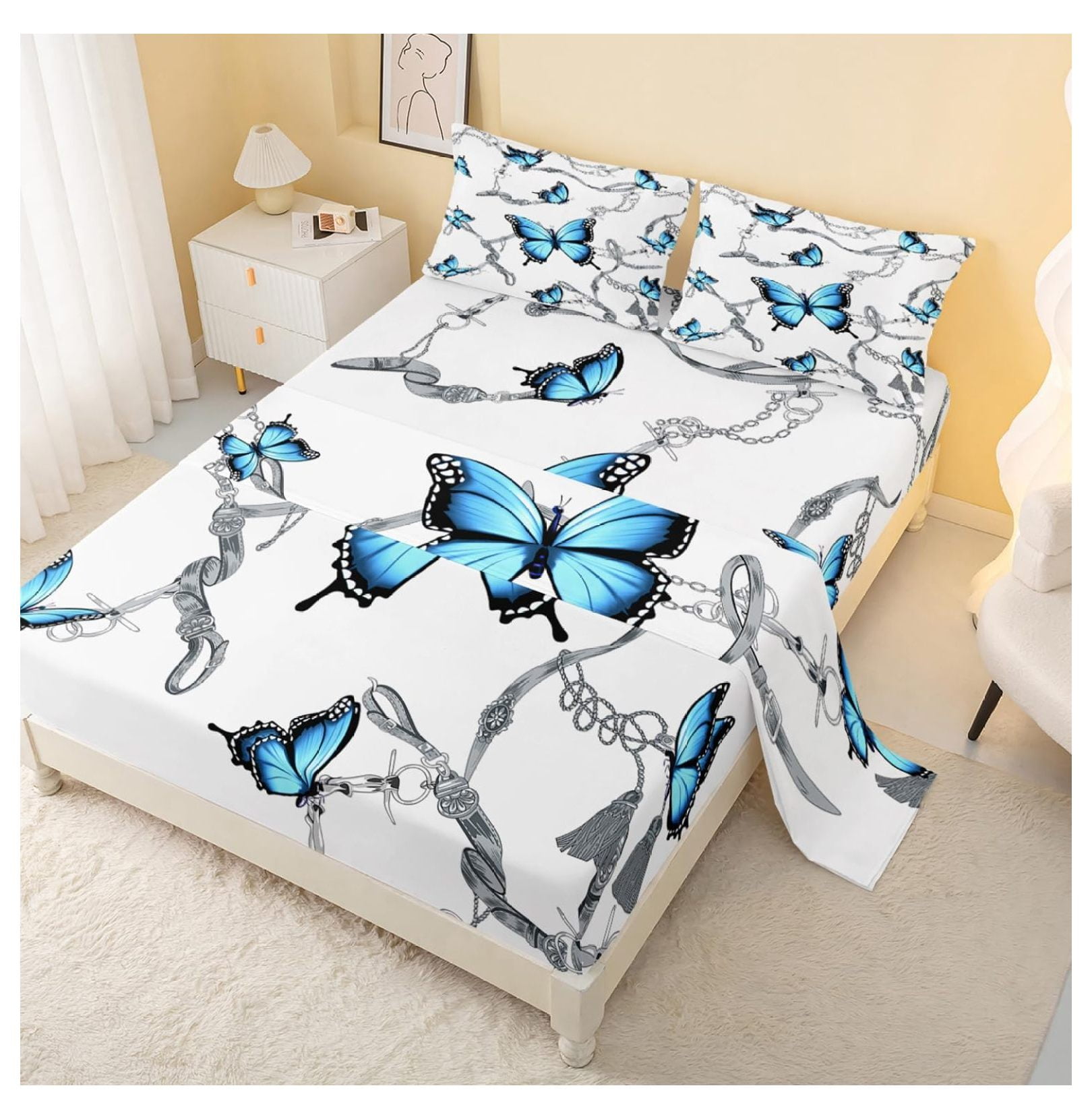 Fitted Sheet Full Size, Bedding Set,Colorful Bed Sheet Set,1 Flat Sheet ...