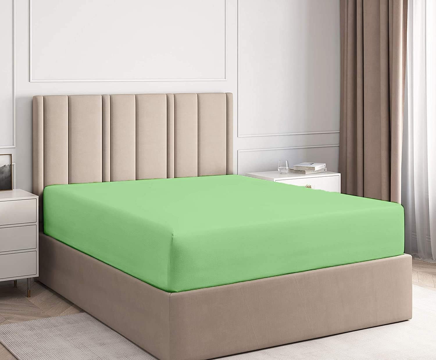 Fitted Sheet Only - Cot Size Sheets (Sage Solid) 100% Egyptian Cotton ...