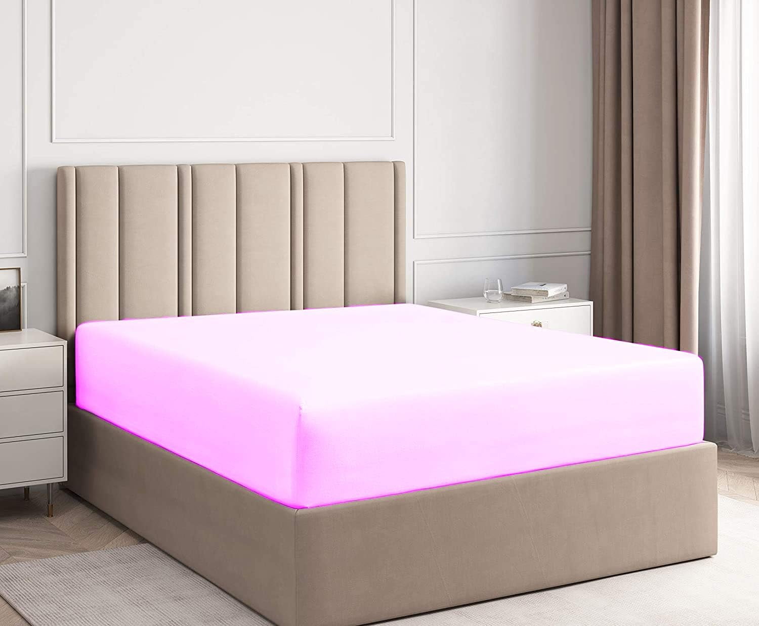 Fitted Sheet Only - Short Queen Size Sheets (Pink Solid) 100% Egyptian ...