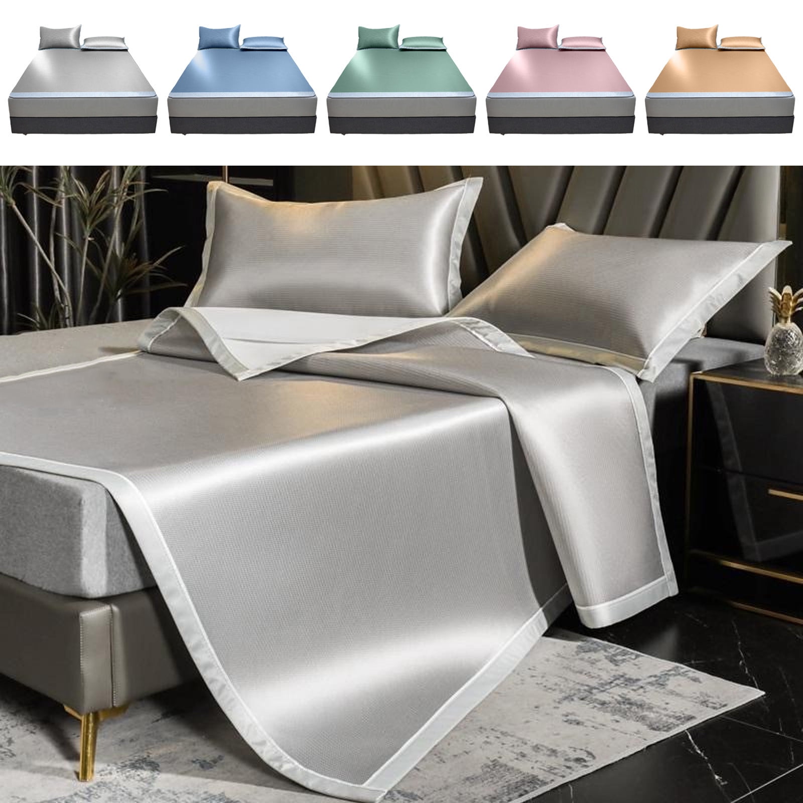 Fitted Sheet Queen Ice Silk Cool Bed Sheet For Naked Sleeping In Summer ...