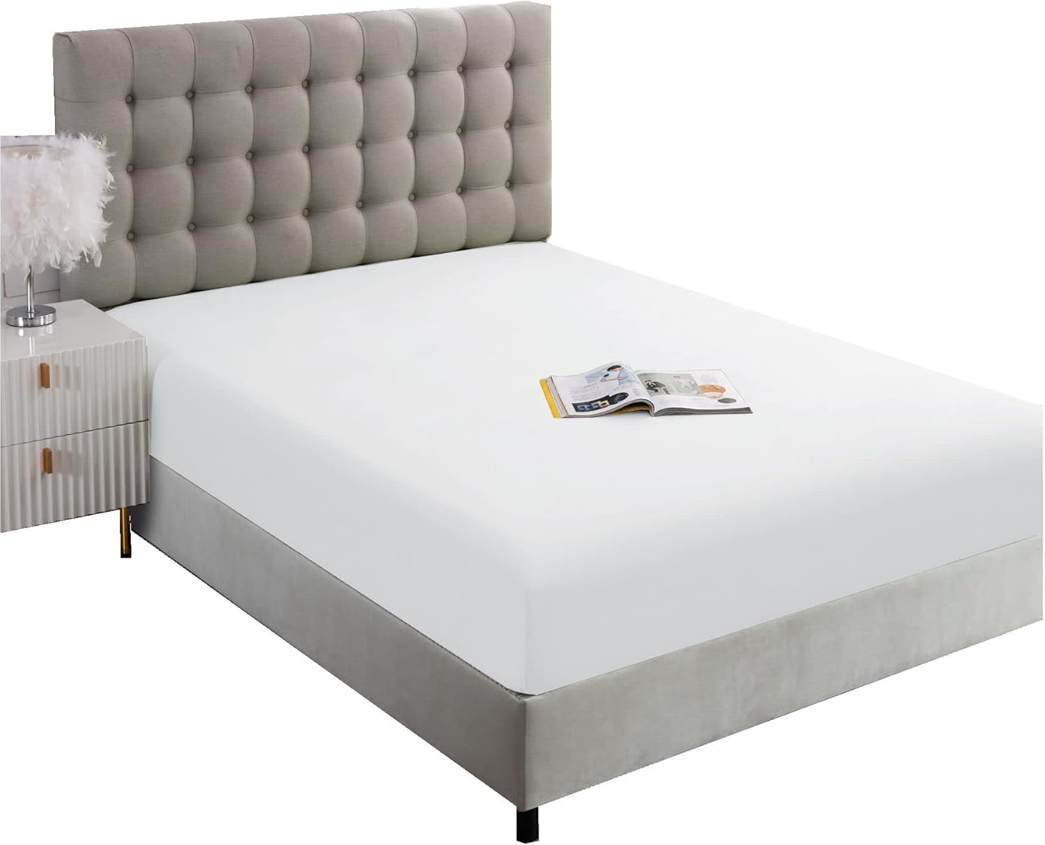 Fitted Sheet White-Full Size Fitted Sheet Only-Fitted Deep Pocket Sheet ...