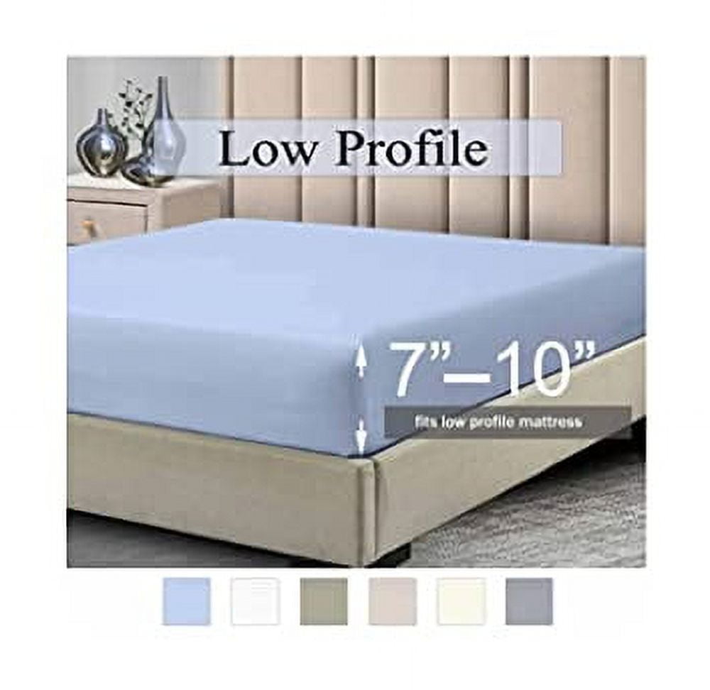 Fitted Sheets, 650TC with Pockets (7-10 Inches) Perfect for Low Profile Mattresses, Cotton Blend ...
