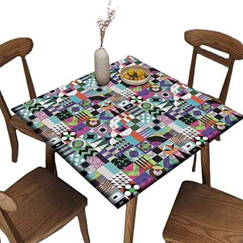 Fitted Square Tablecloth Fits Tables up to 48", Geometric Print ...