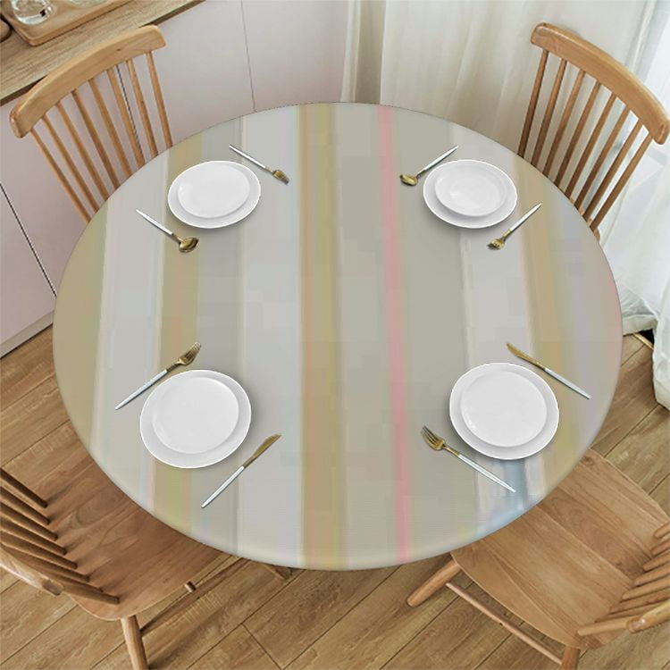 Fitted , Stripes Minimalist Stylish Cream White Waterproof Table Cloth ...