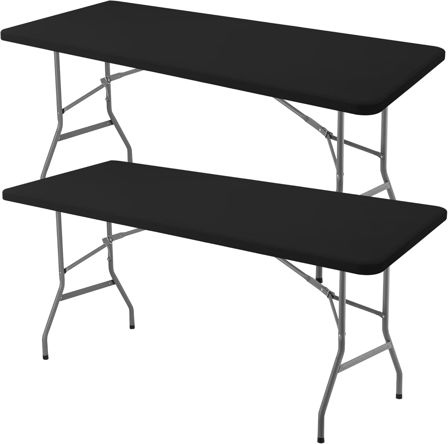 Fitted Table Cloth Rectangle Table 42x72 Inch-2 Pack Black Elastic ...